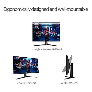 ASUS ROG Strix 32” 1440P Gaming Monitor (XG32AQ) - QHD (2560 x 1440), Fast IPS, 175Hz (OC), 1ms, G-SYNC compatible, Variable Overdrive, Eye Care, DisplayHDR 600, DisplayPort, HDMI, USB, 96% DCI-P3