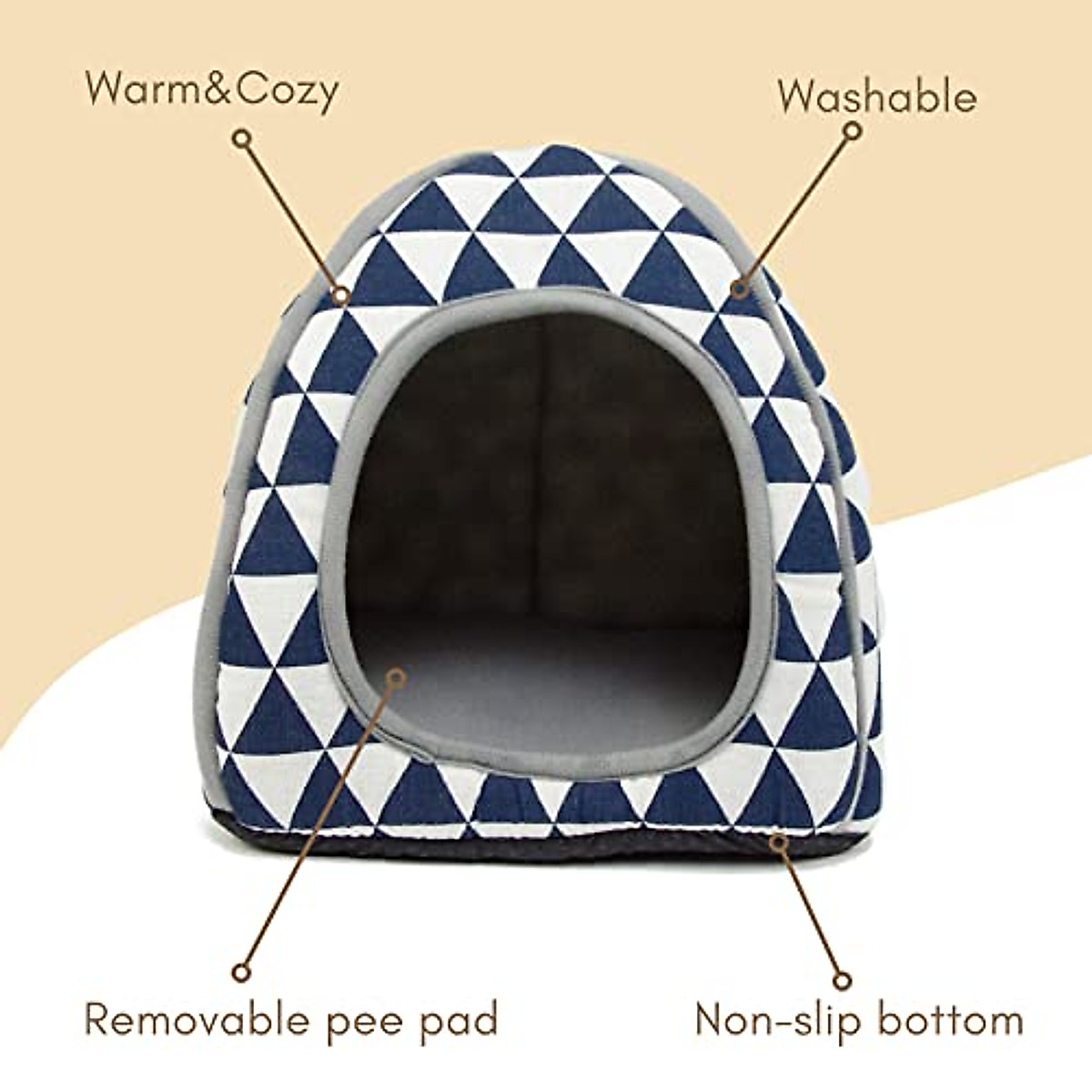 TiereCare Guinea Pig Hideout Bunny Bed Hamster House Cozy Guinea Pig Cage Accessories Rabbit Habitat Hide-Out for Hedgehog Small Animal Supplies(Blue)
