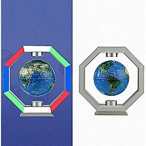 Magnetic Floating Globe, 6 Inch Polygonal Magnetic tation World Earth Globe Craft Home Office Desktop Decoration Ornament,Blue World Globe (Blue) (Blue)