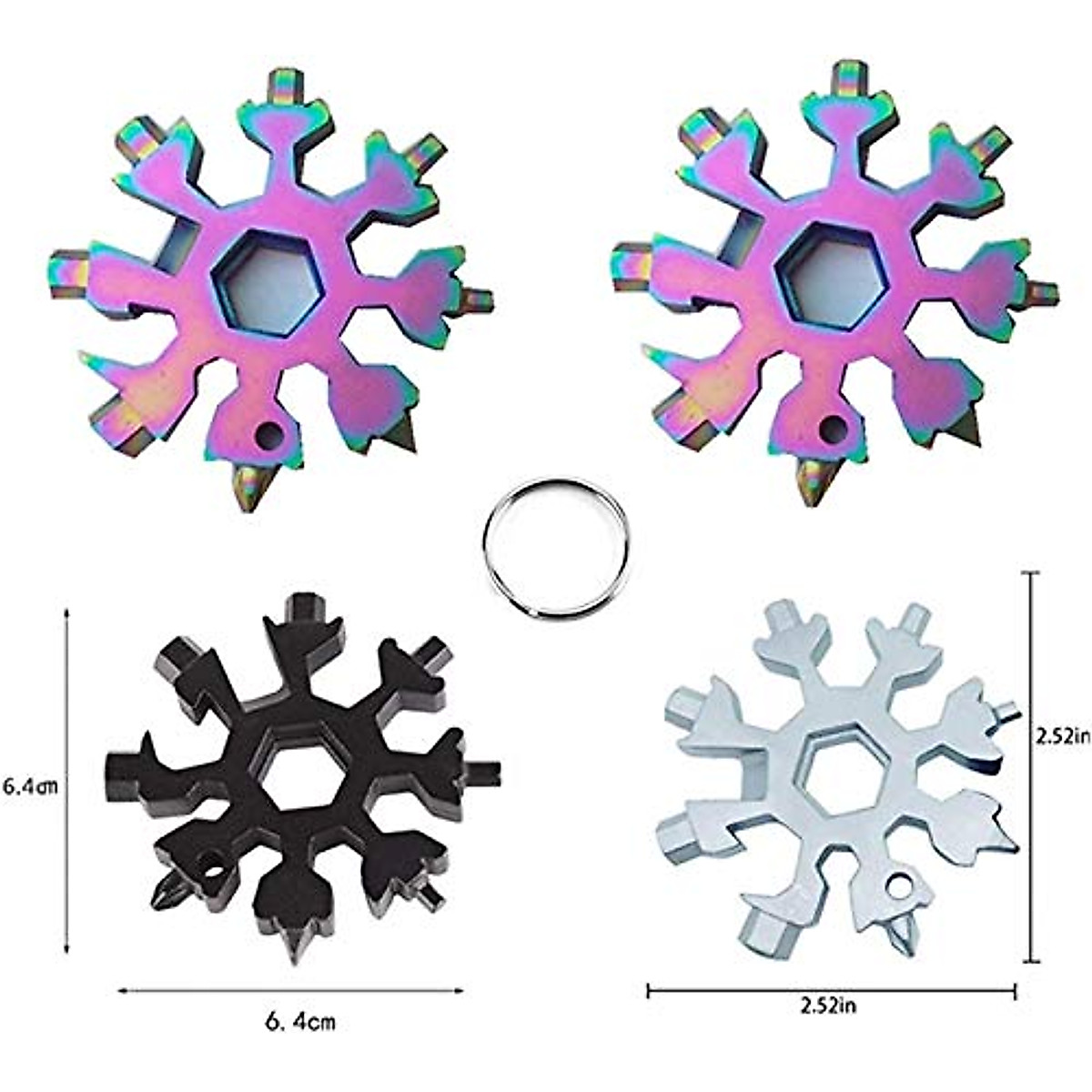 3 Pack Snowflake 18-in-1 Multi Tool, Stainless Steel Snowflake Bottle Opener/Flat Phillips Screwdriver Kit/Wrench, Durable and Portable to Take