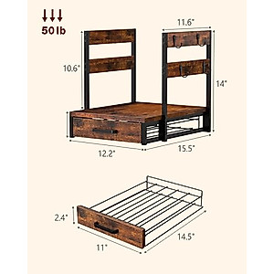 Evermagin K Cup Holder Drawer - Coffee Pod Organizer for Counter, Sturdy K-Cup Storage Drawer with Mug Rack, Coffee Maker Stand, 35 Pods Capacity, Rustic Brown