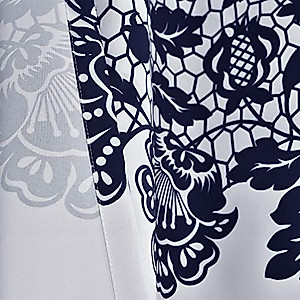 Lush Decor Lush DÉCOR Navy Estate Garden Print Curtains Room Darkening Window Panel Set for Living, Dining, Bedroom (Pair), 84” Long x 52” Wide