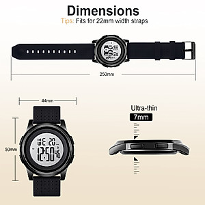 YUINK Mens Digital Watch Ultra-Thin Sports Waterproof Simple Watch Stainless Steel Wrist Watch for Men Women