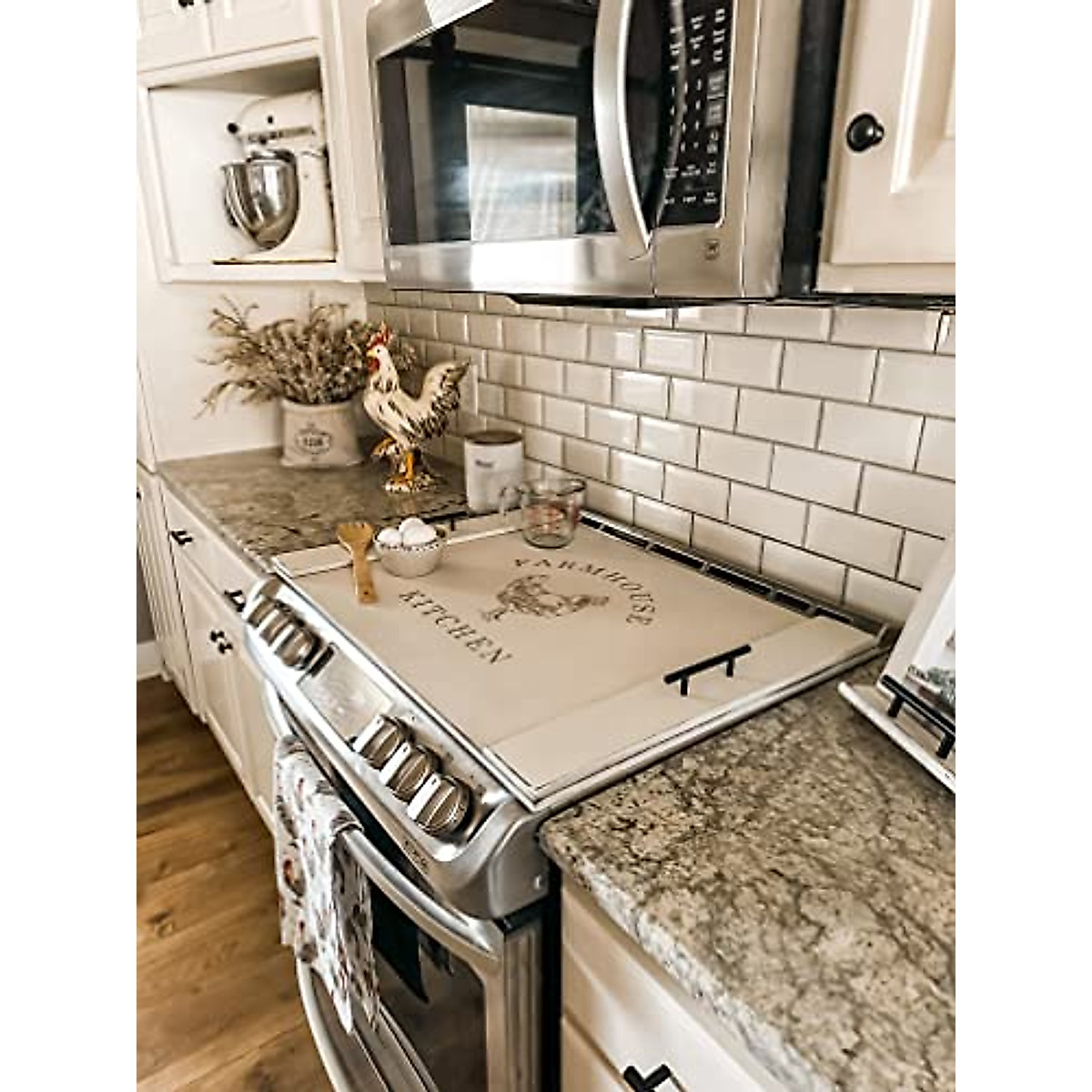 Josephine Thomas Home Noodle Board Distressed Ivory Farmhouse Kitchen - Stove Cover