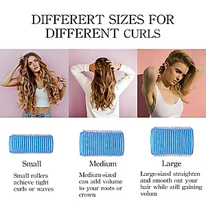 Hair Rollers Pack of 36 Self Grip Hair Rollers Set Small Medium Big Size Hair Curlers for Long Medium Short Hair (Blue)