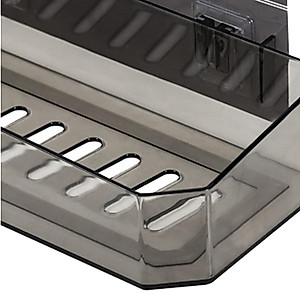 Kelepu Wall Mount Bathroom Shelf Multifunctional Punch Frees Convenient Storage Shower Shelf Organizer for Home 1 Pc (Transparent Black)