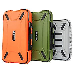 KEESHINE SMALL Fishing Tackle Box, Floating Storage Box, Double-Sided Fishing Lure Box with Adjustable Dividers Storage Jewelry Organizer Making Kit Container for Lure Hook Beads Earring Tool(Orange)