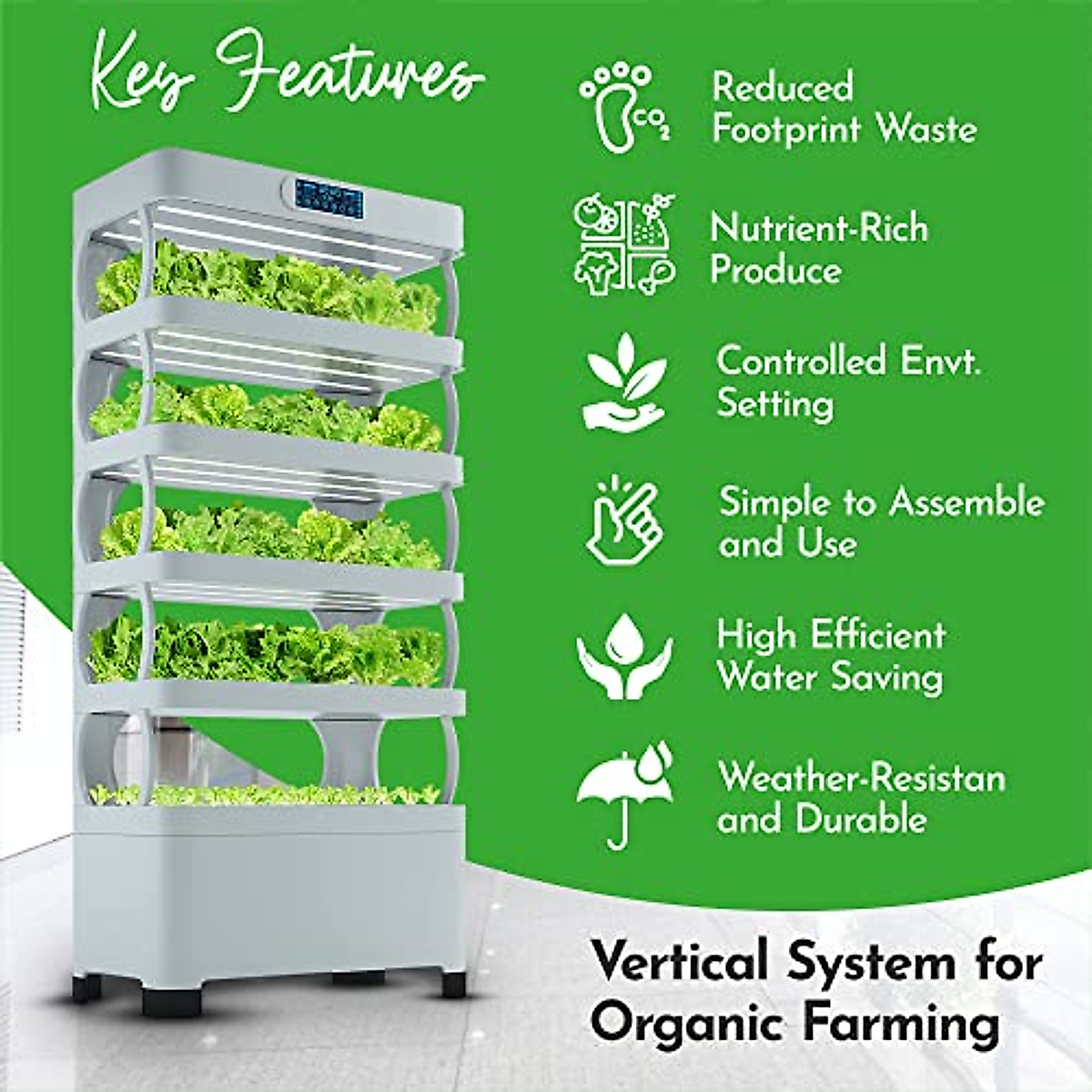 Nutraponics Hydroponics System for Herbs, Fruits, & Vegetables – Hydroponic Growing System with Automated LED Grow Lights – Vertical Farming for Indoor Tower Garden – 72 Planters and 82 Seeding Sites