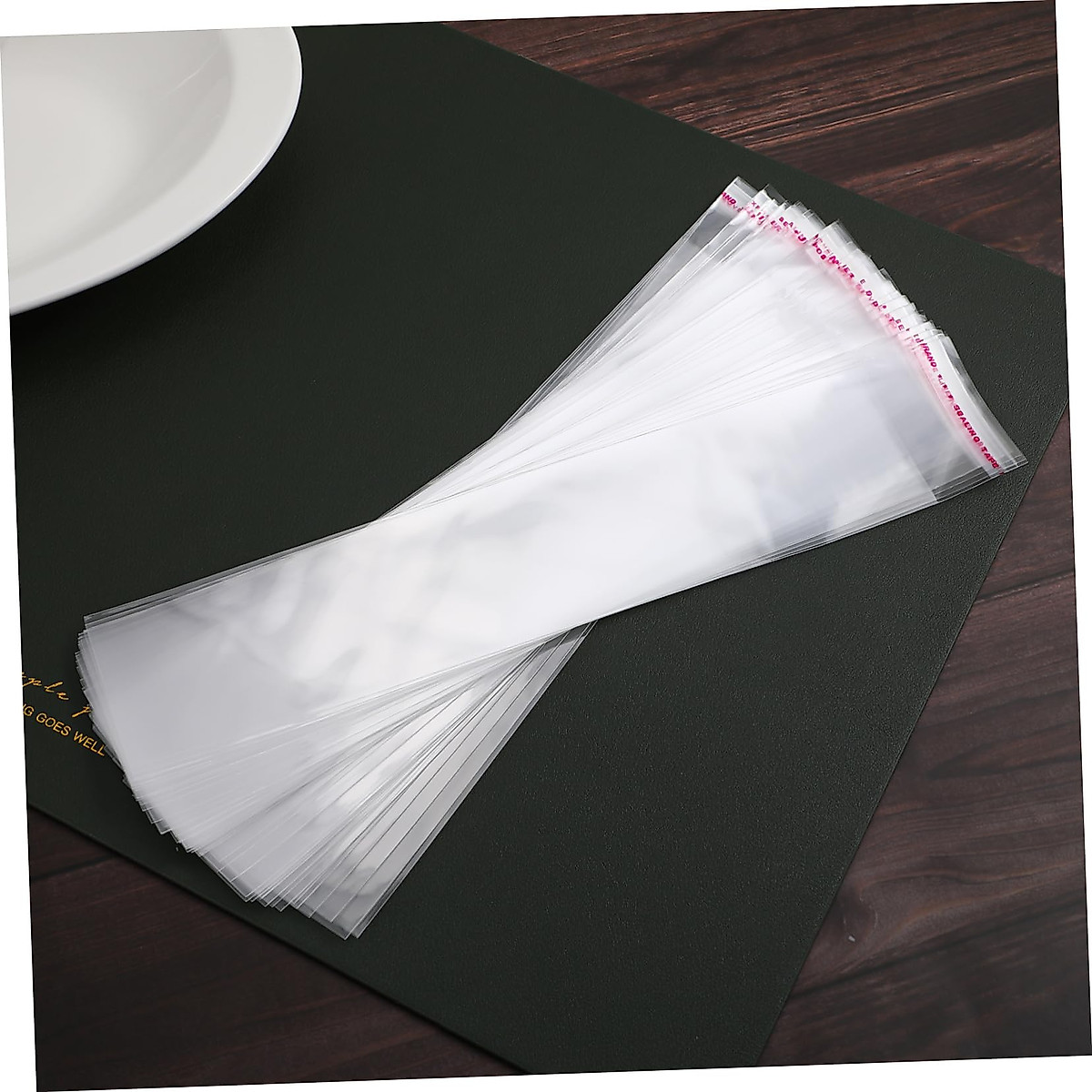 VORCOOL 200pcs Clear Long Cello Bags Self Sealing Thick OPP Adhesive Bags for Bakery Cookies Christmas Halloween Party Decorative Gift(5x27cm)