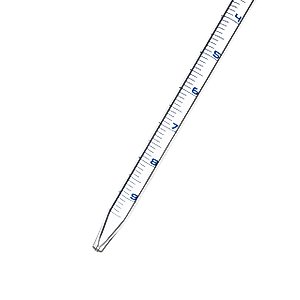 EISCO Serological Pipette, 10ml - Class A, Tolerance ±0.050ml - Blue Graduations - Color Code, Orange - Calibrated for Delivery to Jet - Borosilicate Glass