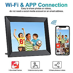 YunQiDeer 8 Inch Digital Photo Frame WiFi with1280*800 IPS LCD Touch Screen,Built-in 16GB Storage,Auto Rotate,Video Clips and Slide Show,Send Photos Instantly from Anywhere with via Frameo APP…