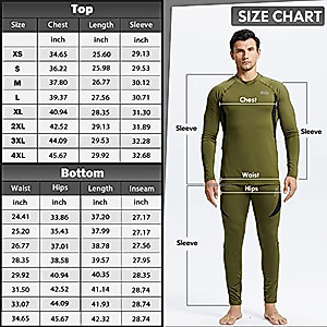 romision Thermal Underwear for Men, Fleece Lined Long Johns Hunting Gear Base Layer Top Bottom Set for Cold Weather