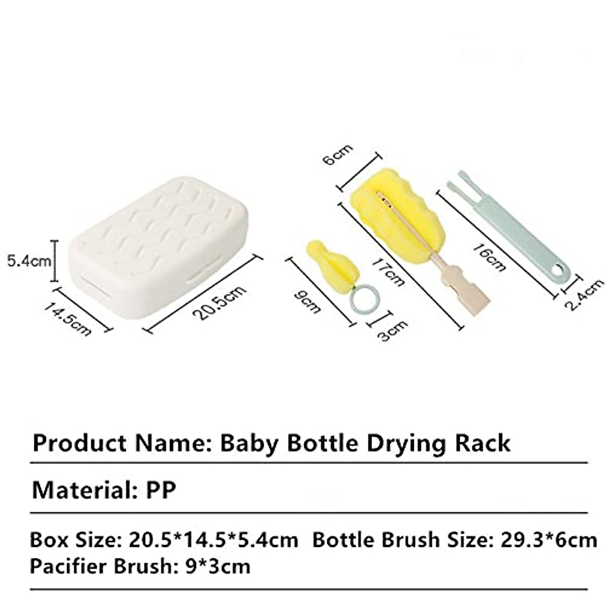 Travel Baby Bottle Drying Rack with Bottle Brushes for Baby Bottles Teats Nipples Cups Pump Parts and Accessories