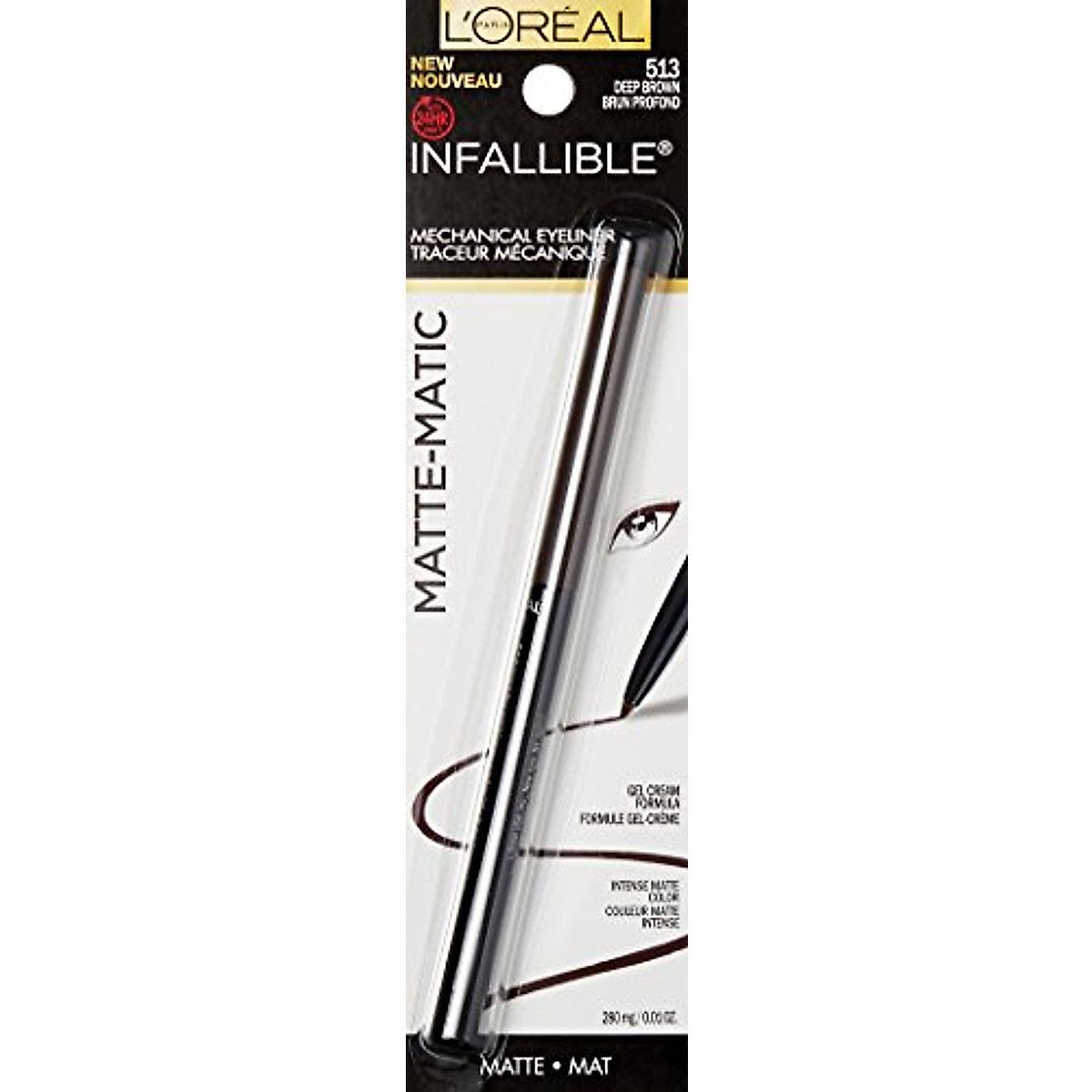 L’Oréal Paris Infallible Matte-Matic Mechanical Eyeliner, Deep Brown, 0.01 oz.