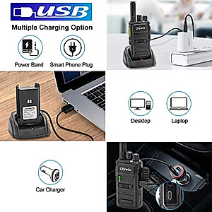 Olywiz Walkie Talkies for Adults Rechargeable GMRS Radio Long Range 3000mAh 2 Way Radio 16CH Display Emergency Alarm VOX for Business Outdoor School Security 4 Pack