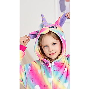 UDERUI Kids Unicorn Onesie Pajamas One-Piece Cosplay Costume Animal Sleepwear Girls And Boys
