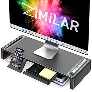 Zimilar Monitor Stand, Length Adjustable Monitor Riser, Foldable Monitor Stand Riser with Pen Slot, Phone/Tablet Holder, Computer Stand Riser for Monitor, Laptop, PC, Printer