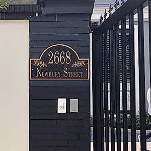 Address Plaque Large Option - 15" x 7.8'' Hand-Carved House Number Plaque Sign,Persoanlized House Sign Address plate for Outdoor Family Home,Garden,Apartment,Street,Garage,Drive Way Any Front & Style(Rose Gold)