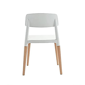 Porthos Home Clyde Dining Chairs Set of 4 with Waterproof and Stain-Resistant PP Plastic Back, Seat and Legs with Woody Accents (Space-Saving Stackable Design for Dining Rooms