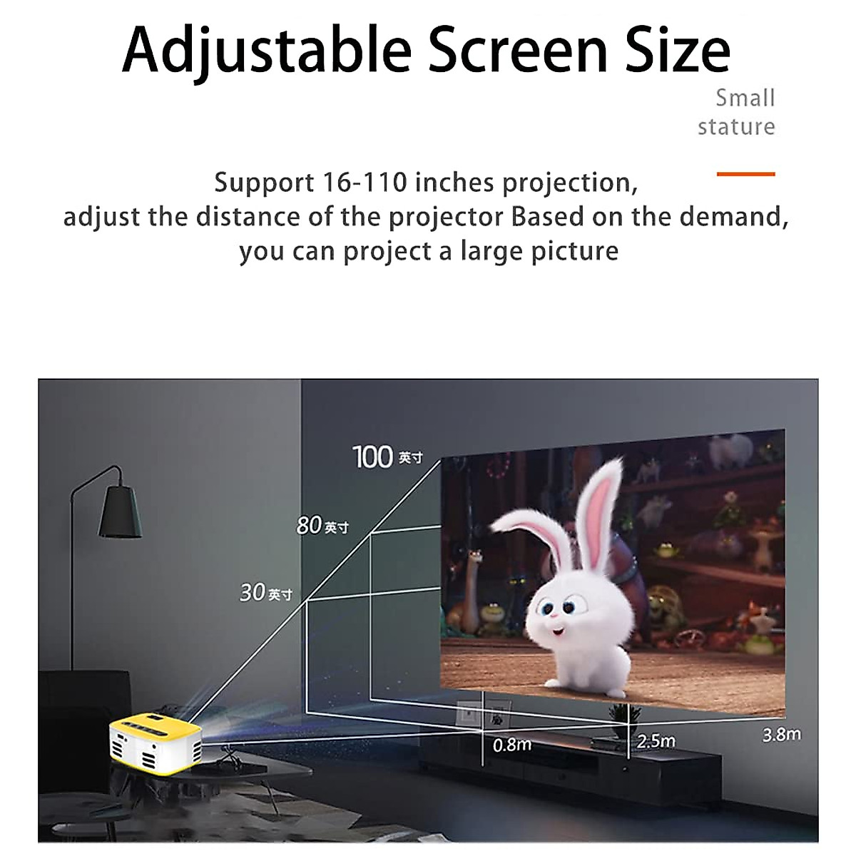 Portable Mini Projector, HD 1080P WiFi USB Bluetooth Wireless Cinema Projector,Built in Speakers,Kids Cartoon Home Theater Beamer,for USB/Mobile Hard Disk/Phone,for Outdoor Movie Video Projector(US)