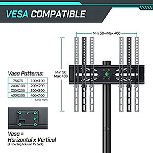 Greenstell TV Stand with Power Outlet, Mobile TV Cart on Wheels for 23-60 inch LED LCD Flat Curved Panel Screens TVs up to 88 lbs, Height Adjustable Rolling TV Stand with AV Shelf, Max VESA 400x400mm
