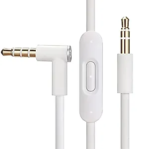 Replacement Audio Cable Cord Wire,Compatible with Beats Headphones Studio Solo Pro Detox Wireless Mixr Executive Pill with in Line Mic and Control (White)