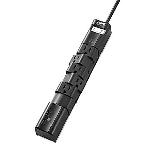 APC Surge Protector with USB Charging Ports, PE6RU3, Rotating Power Strip, 1080 Joule, Flat Plug, 6 Outlet Power Strip