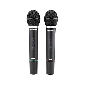 Emerson EAM-9002 Dual Handheld Wireless Microphone Starter Kit with Wireless FM Receiver, Black
