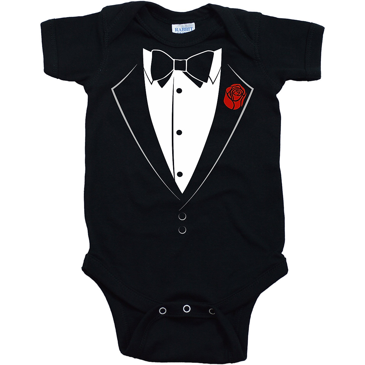 Ann Arbor T-shirt Co. Unisex Baby Tuxedo Baby Funny Infant Humor One Piece-6 Month Black