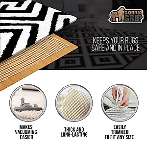 Gorilla Grip Extra Strong Rug Pad Gripper, 6 x 8.8 FT, Grips Keep Area Rugs in Place, Thick, Slip and Skid Resistant Pads for Hard Floors, Under Carpet Mat Cushion and Hardwood Floor Protection