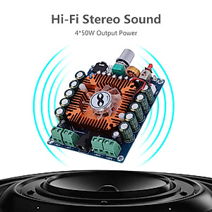 Digital Audio Amplifier Board, 4 Channels 4 x 50W Large Power HiFi Amplifier Board - IC Smart Cooling Digital Amplifier Board