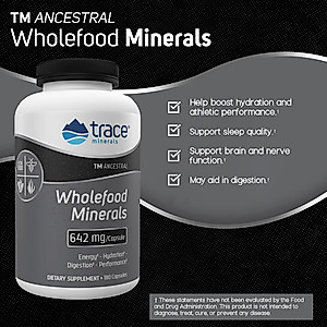 TM ANCESTRAL Wholefood Minerals Capsules | 642 mg/capsule (180 capsules) | Supports Hydration, Sleep, Brain, Nerves, & Digestion | Includes Bee Pollen, Atlantic Kelp, Ancient Sea Salt, and ConcenTrace