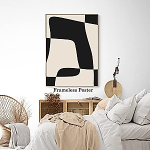 Black and Beige Canvas Wall Art Abstract Neutral Poster Beige Boho Wall Art Abstract Black Painting for Bedroom Decor Abstract Geometric Print Black and Beige Minimalist Wall Art 16x24inch No Frame