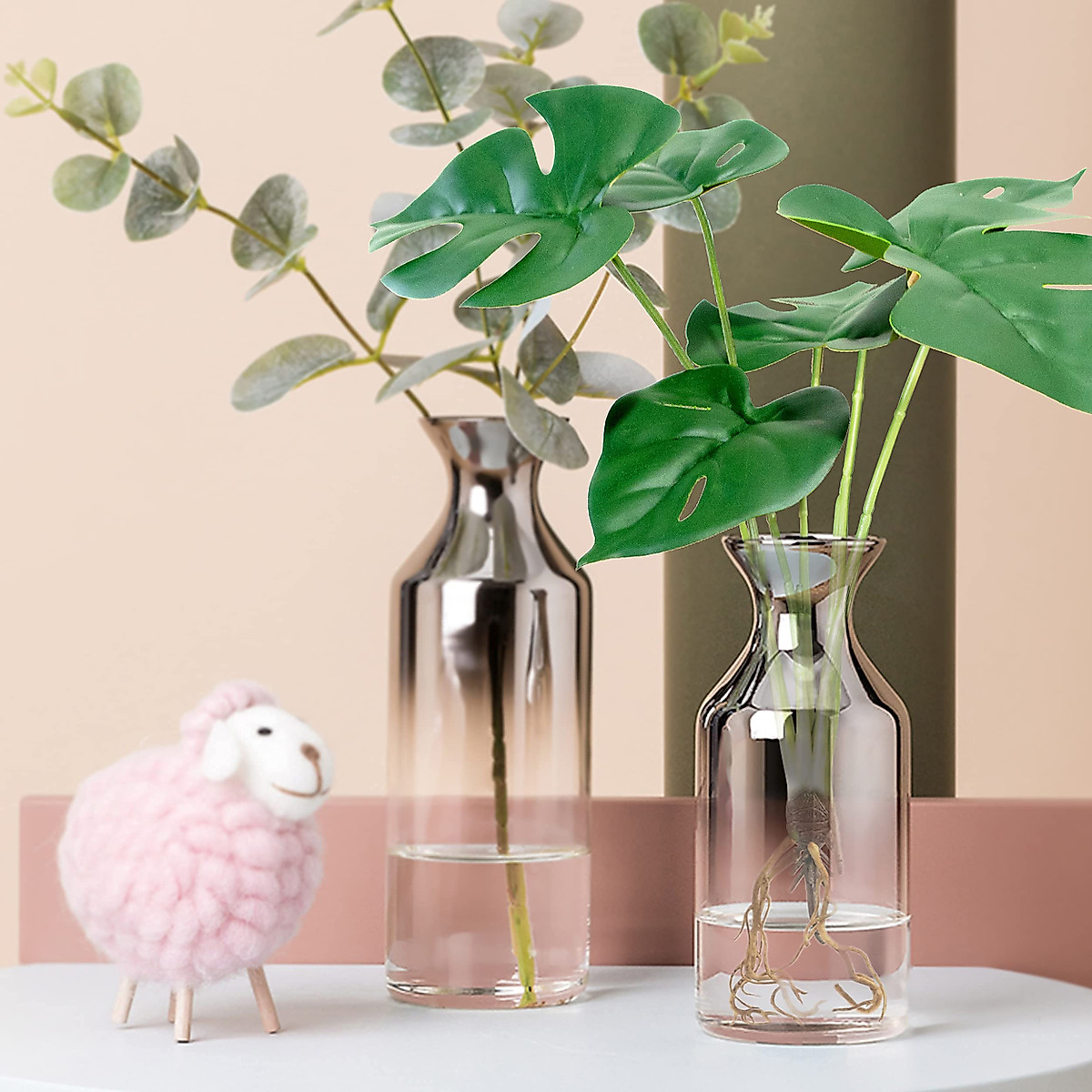 4PCS Artificial Monstera Plants Faux Turtle Leaf Palm Tree Tropical Deliciosa Leaves for Home Office Garden and Party Decorations (Green)