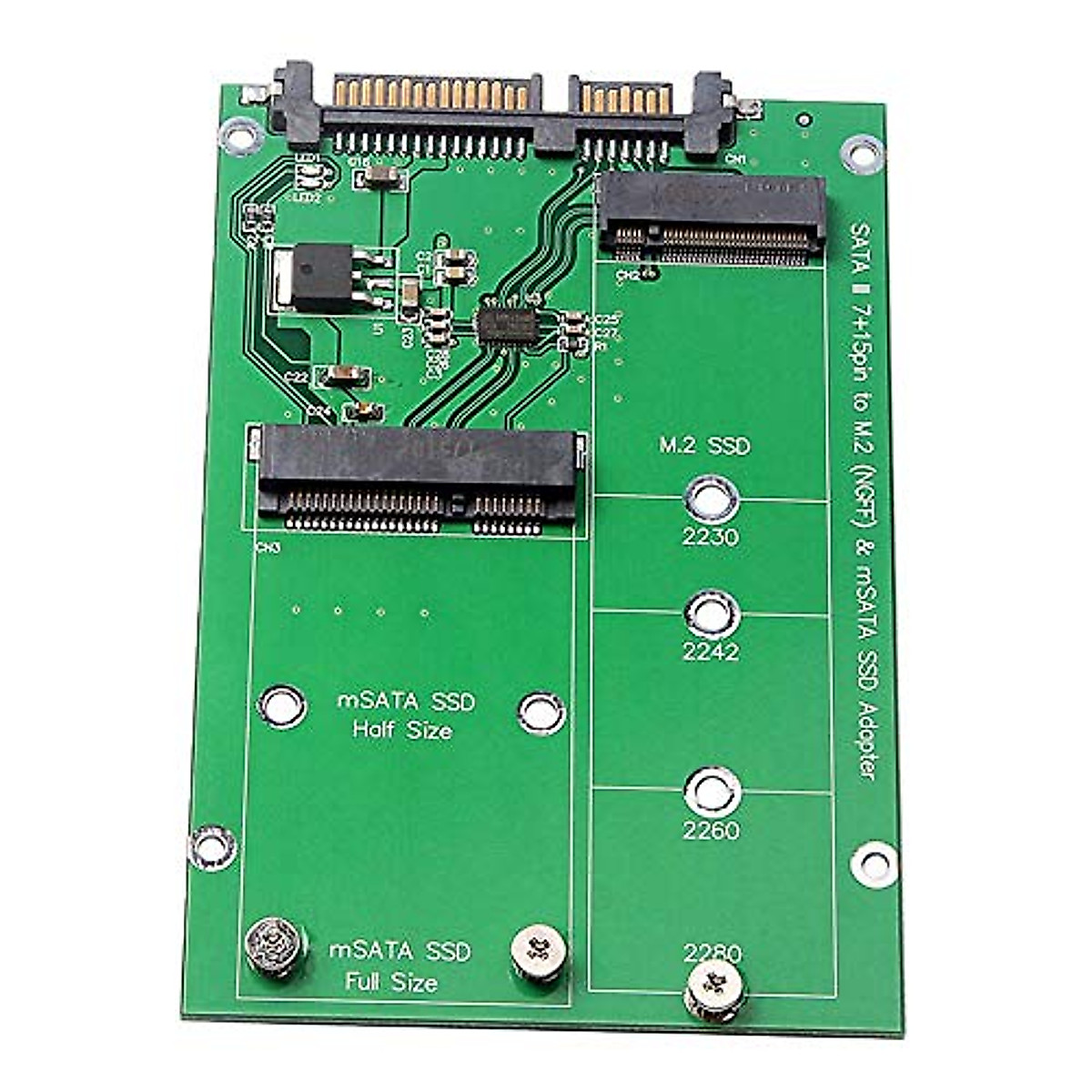 2.5 inch M.2 NGFF MSATA 2-in-1 Multiple Sized SSD to SATA III Converter Card