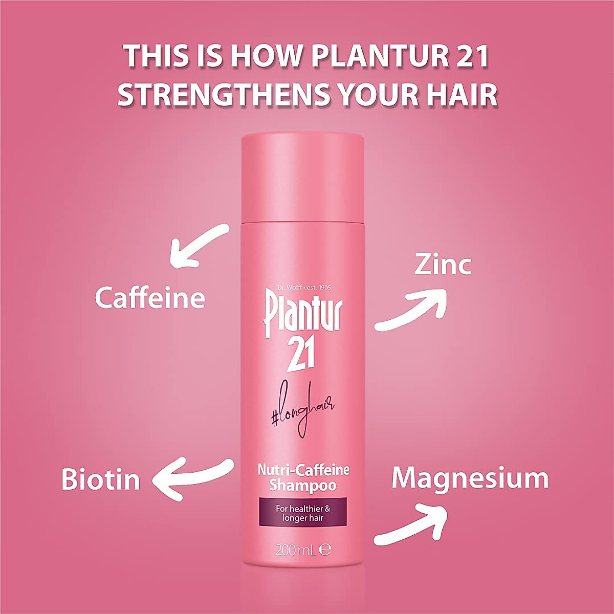 Plantur 21#longhair Nutri-Caffeine Women's Long Hair Shampoo with Keratin and Biotin: Strengthen and Nourish, 6.76 fl oz