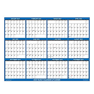 24" x 36" SwiftGlimpse 2023 Paper Folded Wall Calendar Large 12 Month Annual Yearly Wall Planner, Reversible, Horizontal/Vertical, Navy