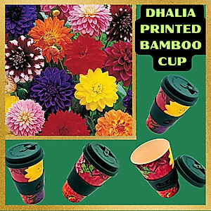 NAZE Eco-Friendly Bamboo Cup Natural Organic Bamboo Fiber Travel Mug, Reusable Coffee Cup, with Silicone Lid & Sleeve, Horse Print Bamboo Travel Cup For Coffee Tea or Milk. Pack of 1 Bamboo Mug