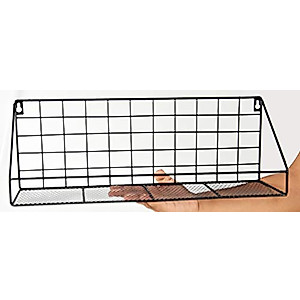 Home-X Rustic Metal Wall Floating Shelf, Large Floating Shelves for Wall, Hanging Shelf for Bedroom, Bathroom, Kitchen-17" x 5" x 6"