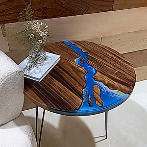 Round Coffee Table Pure Handmade Teak Wood Resin Furniture for Home Decor, Teak Resin Coffee Round Table, round kitchen table, for Home, Balcony, Office, Farmhouse and Living Room (CUSTOMIZED SIZE)