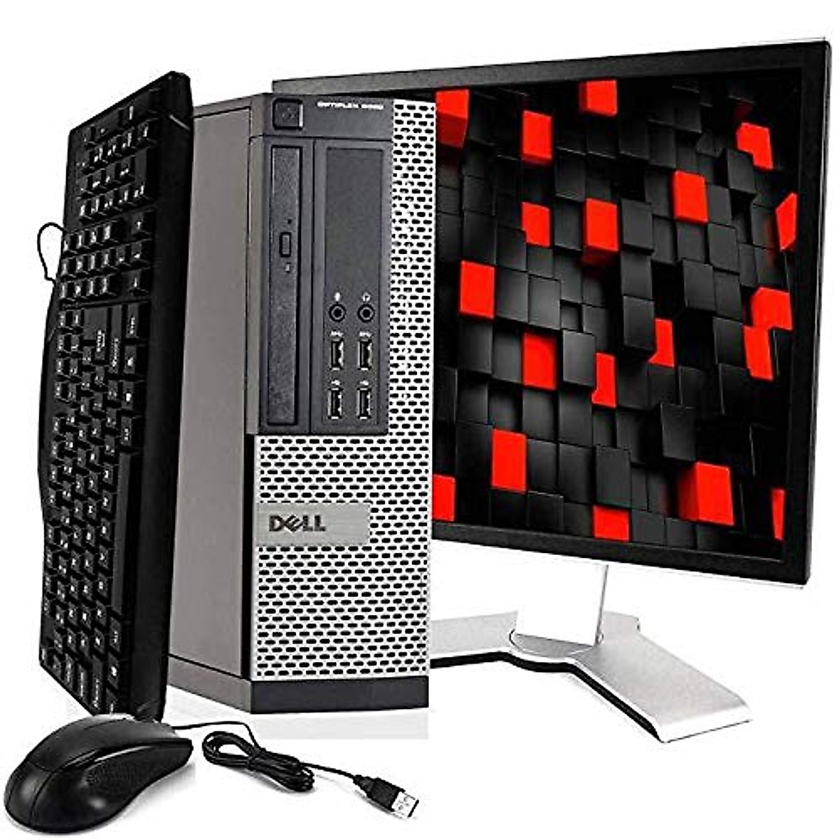 Dell Optiplex Desktop Computer Package - Intel Quad Core i5 3.1GHz, 8GB RAM, 500GB HDD, DVD, WiFi, 17 Inch LCD Keyboard, Mouse, Windows 10 Professional (Renewed)