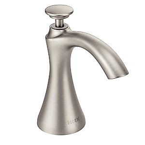 Moen S3946SRS Transitional Deck Mounted Kitchen Soap Dispenser with Above the Sink Refillable Bottle, Spot Resist Stainless