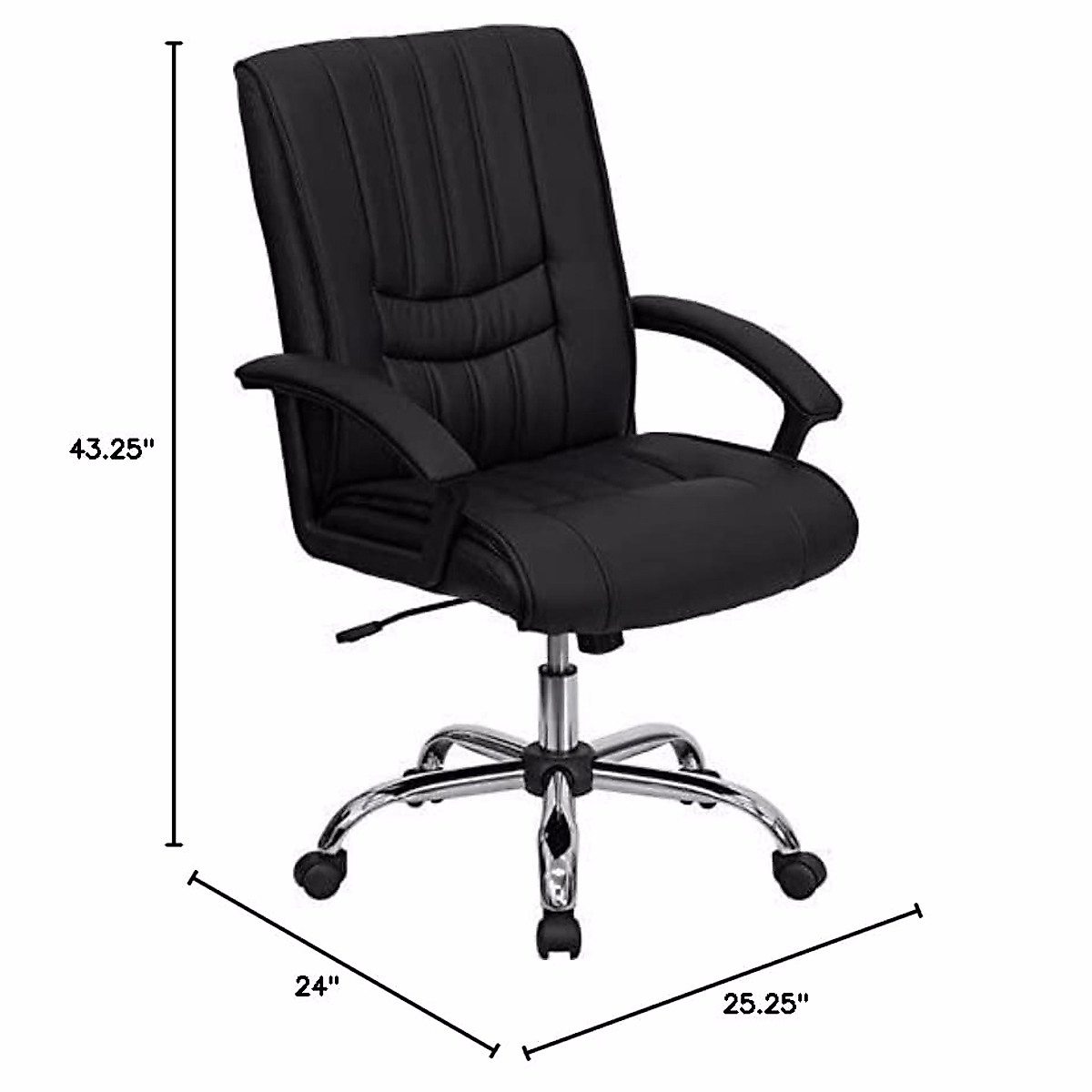 Flash Furniture Hansel Mid-Back Black LeatherSoft Swivel Manager's Office Chair with Arms