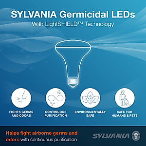 SYLVANIA LightSHIELD BR30 Germicidal LED Light Bulb, 7.5W=65W, CEC Compliant, Dimmable, 650 lm, 5000K, Daylight - 2 Pack (41250)