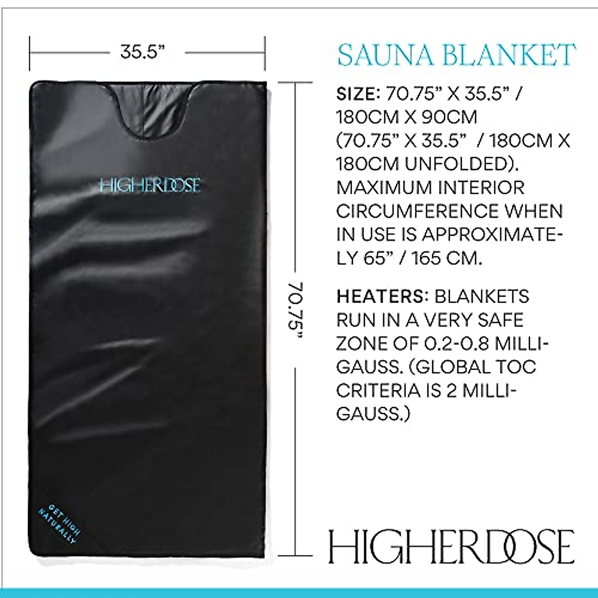 HigherDOSE Infrared Sauna Blanket - Portable Sauna for Home Therapy - Relax and Detox Your Body and Mind - Plush Thermal Heated Blanket - 71 x 71 Inches Green and Black