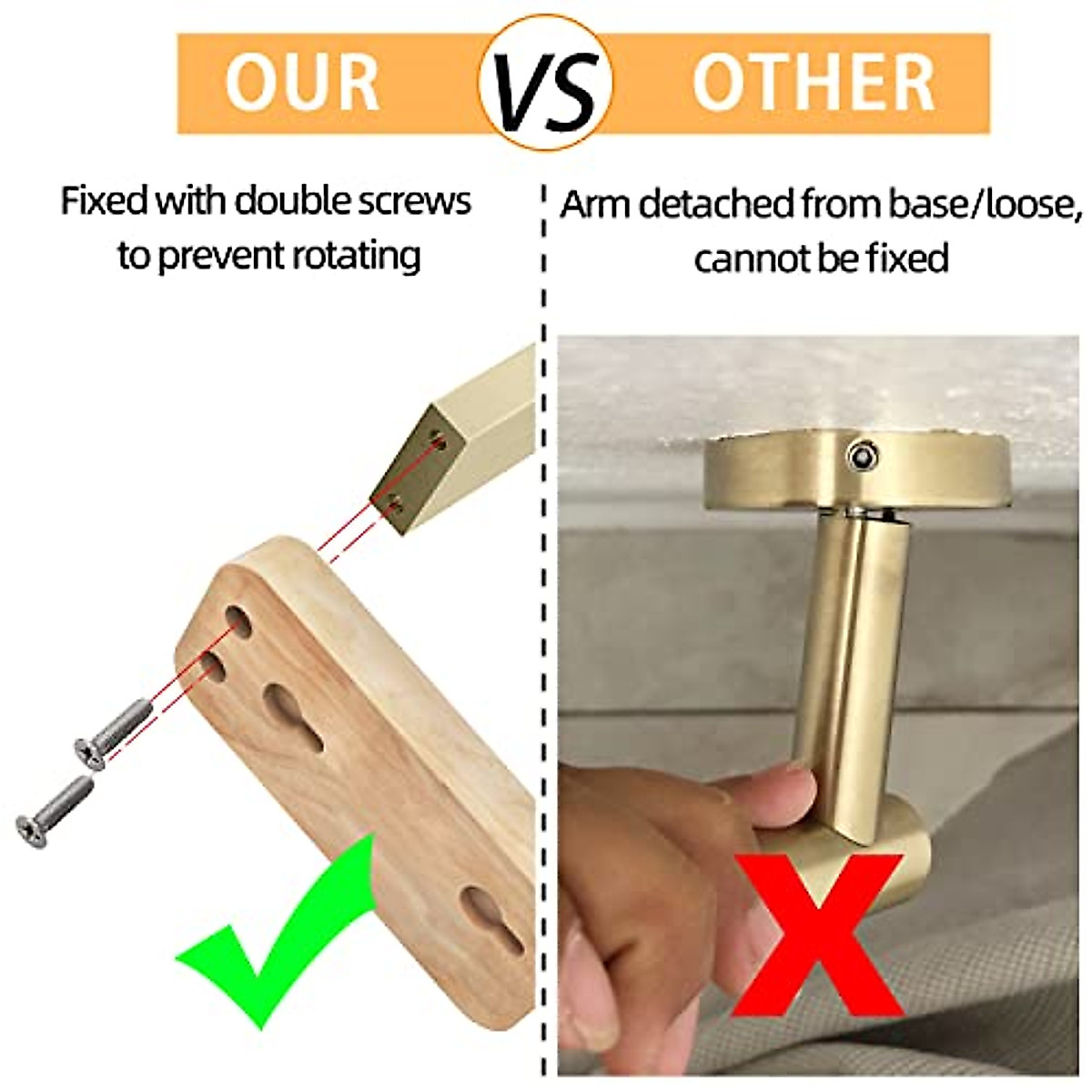 Gold Toilet Paper Holder Wall Mount, Bethom Wood Toilet Paper Roll Holder for Bathroom Washroom, RV, Rustic Farmhouse Style, Vertical or Horizontal Installations