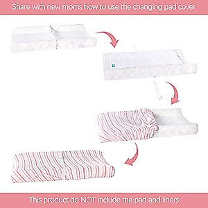 Baby Changing Pad Cover Cotton, Diaper Changing Pad Cover 2 Pack, Ultra Soft Pink Changing Pad Covers for Girls, 32''×16'' Changing Table Sheets, Super Breathable & Stretchy