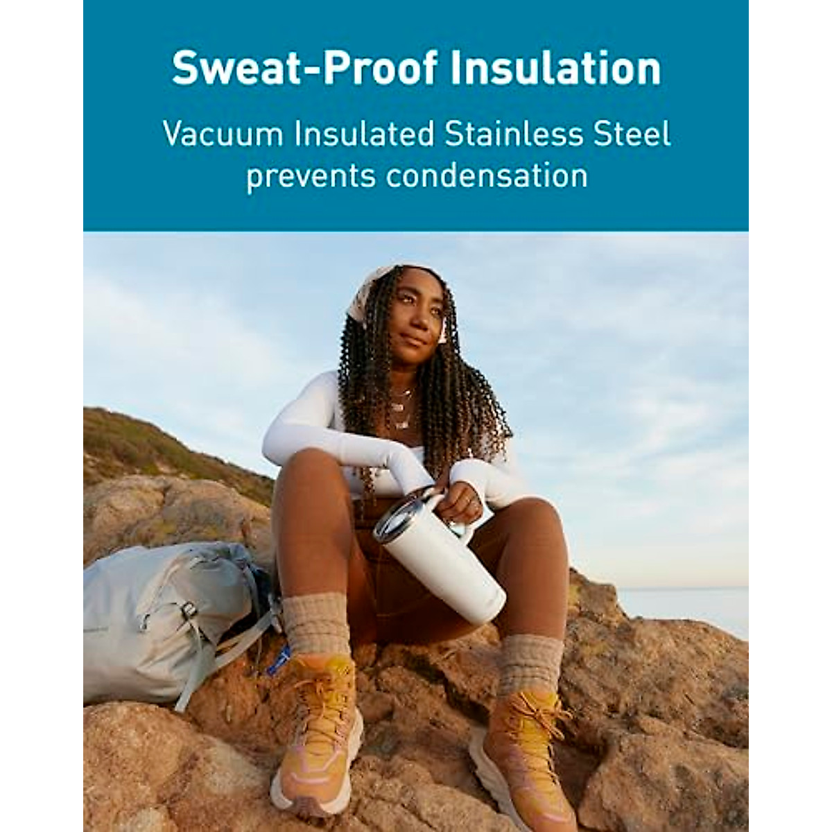 CamelBak Thrive Leak-Proof 32 oz Stainless Steel Mug for Travel, Coffee, Tea, Hot Beverages - Spill Proof Cup-holder, Nordic Blue