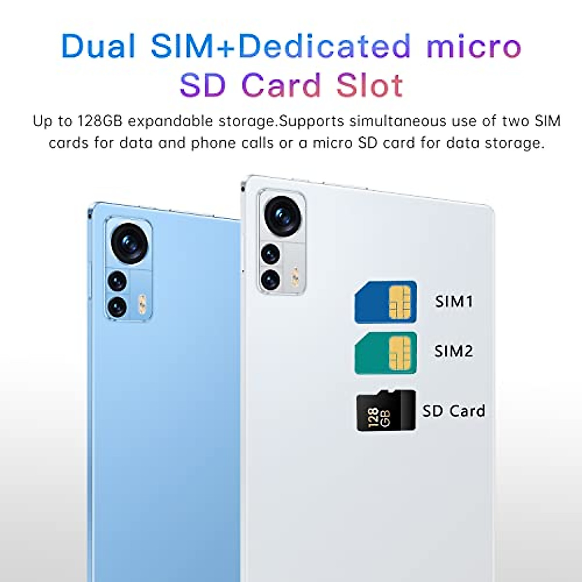 Android 12 Tablet: 10.1 Inch Tablets 8GB RAM, 256GB ROM, Octa-core Processors, 8000mAh Long Lasting Battery, 5G+2.4G Wi-Fi, Dual-SIM丨Blue