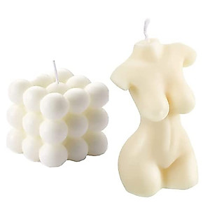 Bubble Candle Soy Wax Scented Candle Hand Poured Scented Candle and Female Body Shaped Candle Set2 Pieces Handmade Candle Decorative Candle for Bedroom Bathroom Wedding Use or Gifting